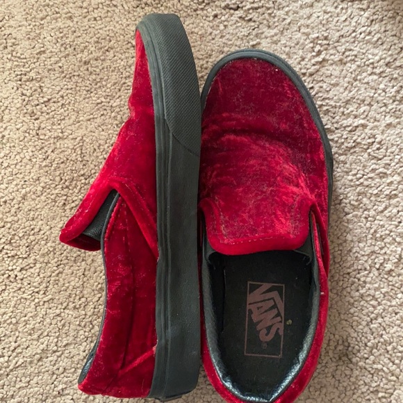 Vans | Shoes | Maroon Velvet Vans | Poshmark